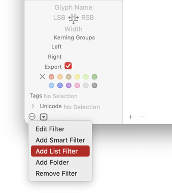 Alter the glyph order in Font view | Glyphs
