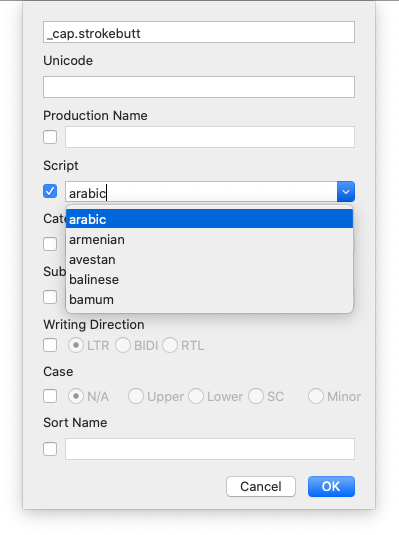 Creating an Arabic font | Glyphs