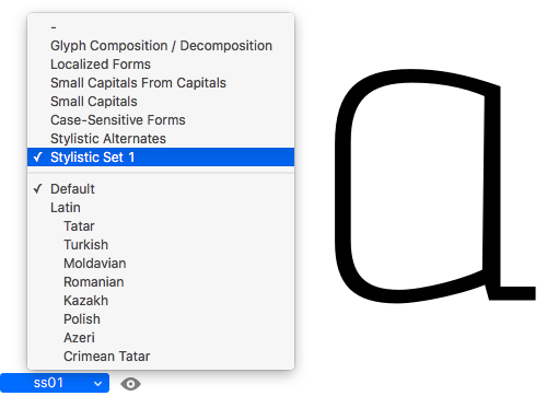 Stylistic sets | Glyphs